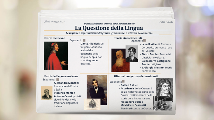 QUESTIONE DELLA LINGUA ITALIANA by Stella Feniello on Prezi