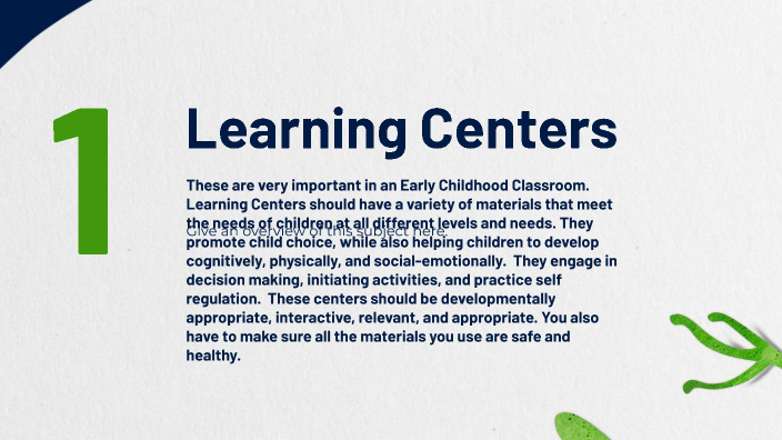 Early childhood learning Environment by maritsa Richardson on Prezi