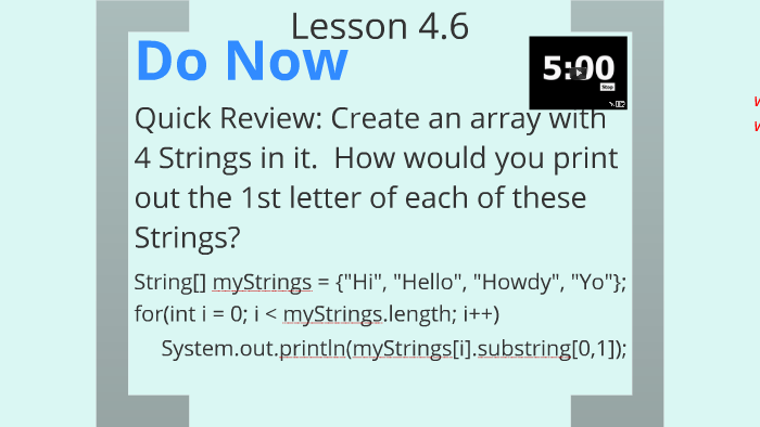 APCS 4.6 - Quiz Overview & Classes Practice by Jason Eiben on Prezi