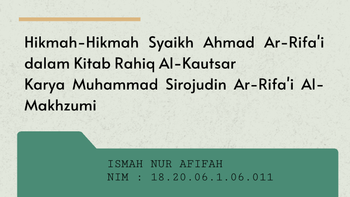 Hikmah-Hikmah Syaikh Ahmad Ar-Rifa'i dalam Kitab Rahiq Al-Kautsar by ...