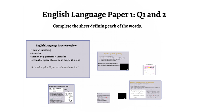 english language paper 1: Q1 and 2 by Laura Mathews