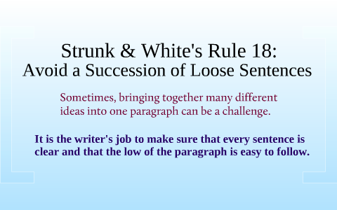 Rule 18 - Avoid a Succession of Loose Sentences by Toni Leigh on Prezi