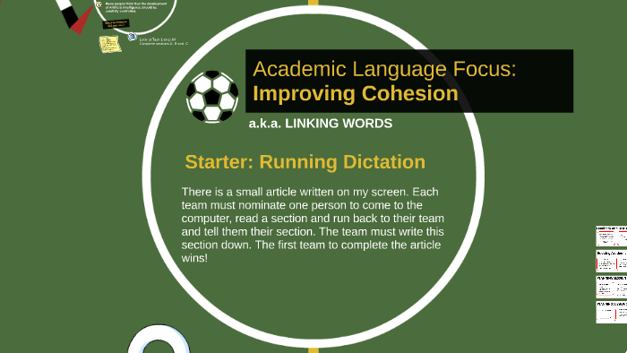 Academic Language Focus: by Lucy McIndoe