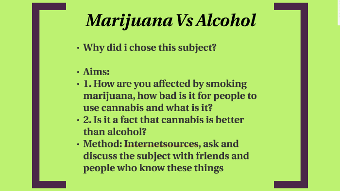 Marijuana Vs Alcohol by Victor Dagfält on Prezi