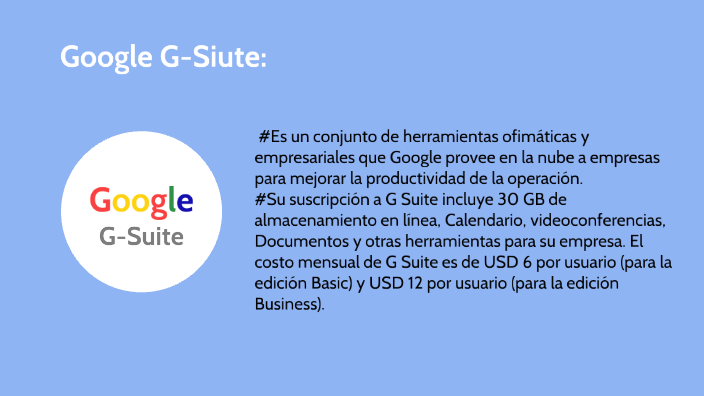 Herramientas de Google G-Suite by Gian Garcia on Prezi