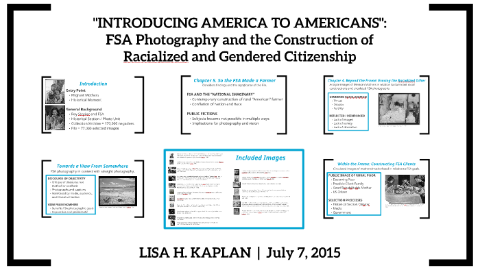 "INTRODUCING AMERICA TO AMERICANS": FSA Photography and the by Lisa ...
