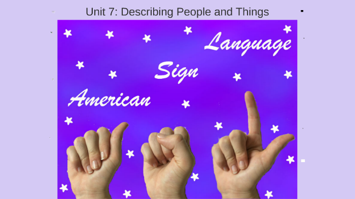 American Sign Language: Unit 7 "Describing People and Things" by Loryn ...