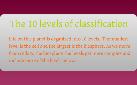 The ten levels of biological organization by Paul Epps on Prezi