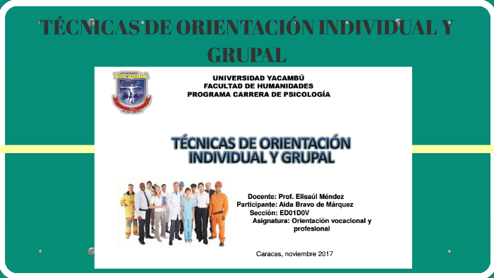 TÉCNICAS DE ORIENTACIÓN INDIVIDUAL Y GRUPAL by Aida Bravo Marquez on Prezi