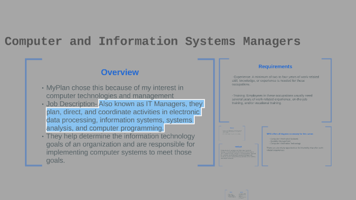 Computer and Information Systems Managers by Braxton Hooks on Prezi