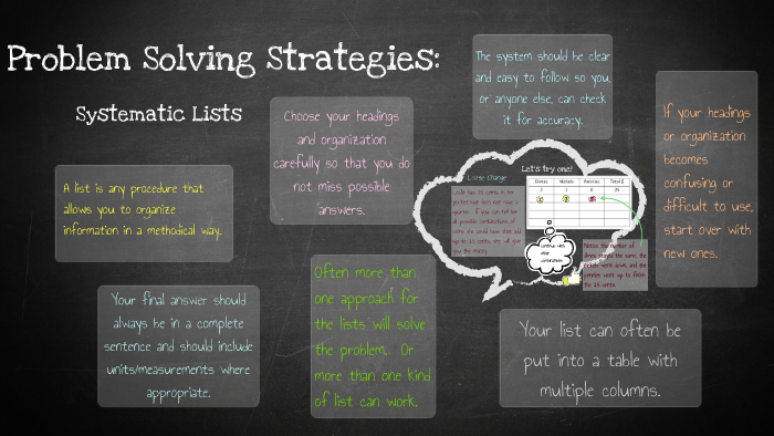 Problem Solving: Systematic Lists by Catherine Janssen on Prezi