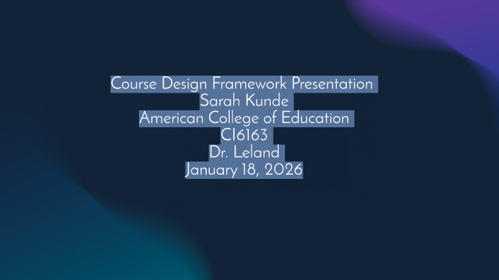 Course Design Framework Presentation Sarah Kunde American College of ...