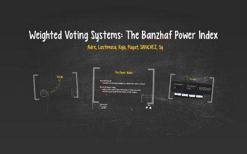 Weighted Voting Systems: The Banzhaf Power Index by Augusto Adre on Prezi