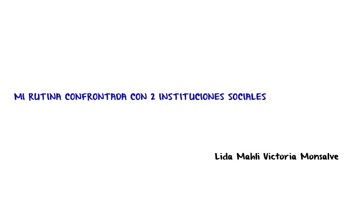 MI RUTINA CONFRONTADA CON 2 INSTITUCIONES SOCIALES by Liida VICTORIA on ...