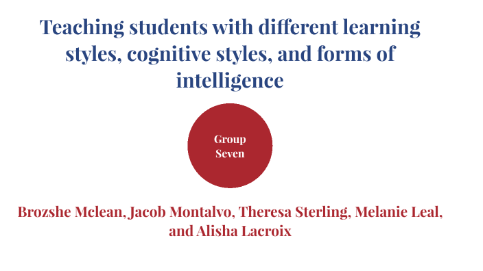 Teaching students with different learning styles, cognitive styles, and ...