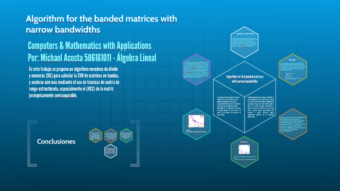 Algorithm for the banded matrices with narrow bandwidths by Michael Acosta