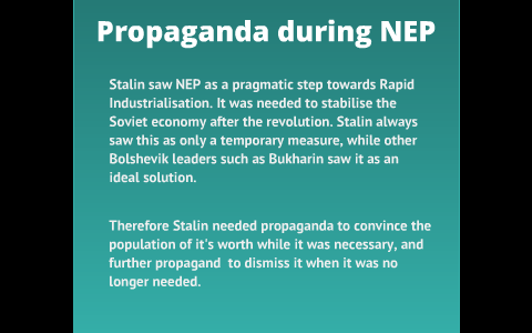 Propaganda during NEP and Stalin's leadership by Lachlan Brooksbannk ...
