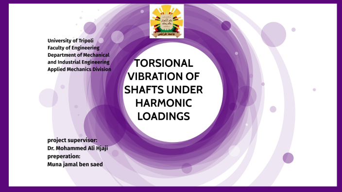 TORSIONAL VIBRATION OF SHAFTS UNDER HARMONIC LOADINGS by Muna Ben saed
