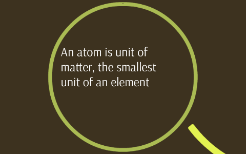 An atom is unit of matter, the smallest unit of an element by Matt ...