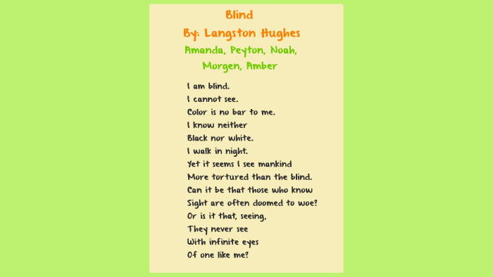 Blind- Langston Hughes by Amanda L on Prezi