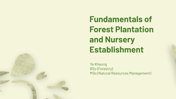 Fundamentals of Forest Plantation and Garden Establishment by Ye Khaung ...