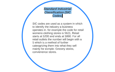 Standard Industrial Classification (SIC Codes) by George Finch on Prezi