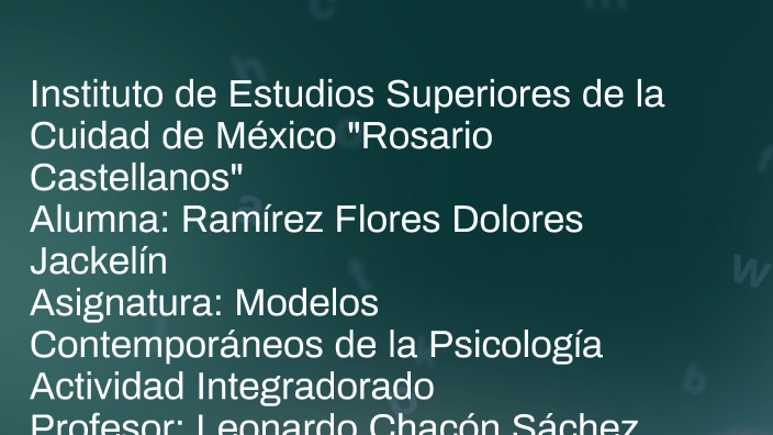 Modelos Contemporáneos de la Psicología by Dolores Jackelin Ramirez ...