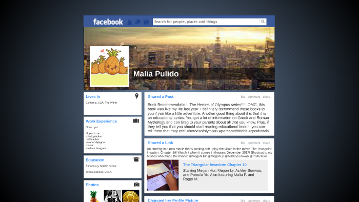 Fake Facebook Profile by Malia Pulido on Prezi