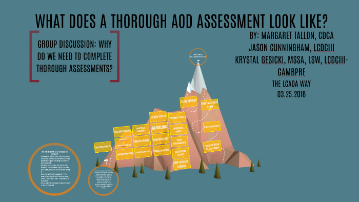 WHAT DOES A THOROUGH AOD ASSESSMENT LOOK LIKE? by Krystal Kinley on Prezi