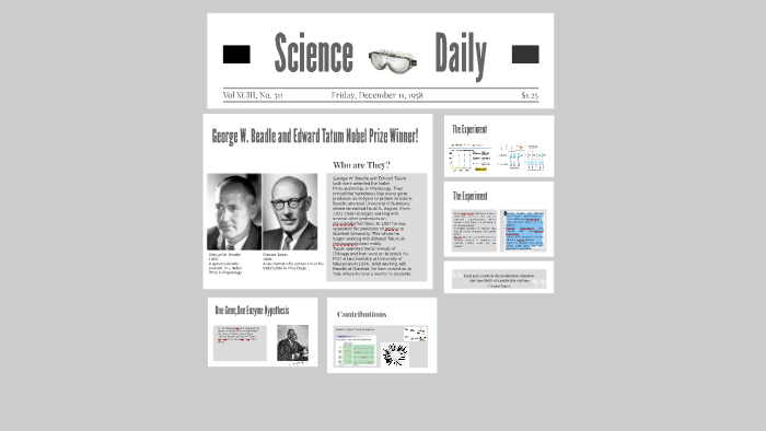 George W. Beadle and Edward Tatum Nobel Prize Winners by Tatyanna ...