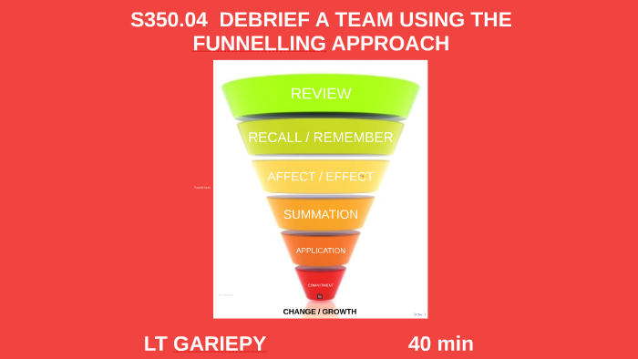 Debrief using the funnelling approach by Stephane Gariepy on Prezi