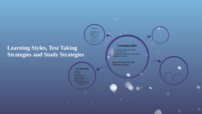 Learning Styles, Test Taking Strategies and Study Strategies by Zion ...