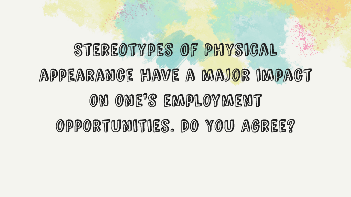 Stereotypes Of Physical appearance has a major impact on one by Cheryl ...