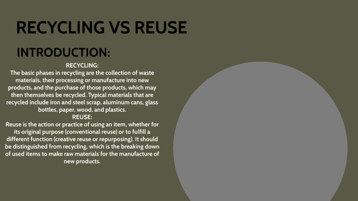 RECYCLING VS REUSE by Ahmdullah Khan on Prezi