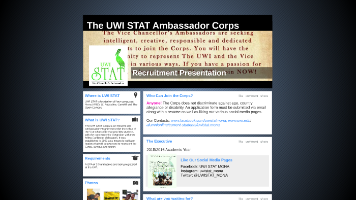 The UWI STAT Ambassador Corps by Christal Campbell on Prezi