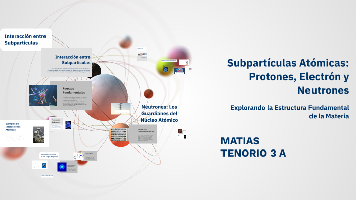 Subpartículas Atómicas: Protones, Electrón y Neutrones Matias tenorio 3 ...