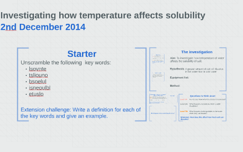 Investigating how temperature affects solubility by Rachel Bovill on Prezi