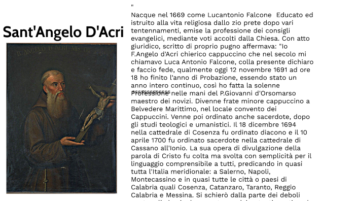 Presentazione su S. Angelo d'Acri e il Beato Francesco Maria Greco by ...