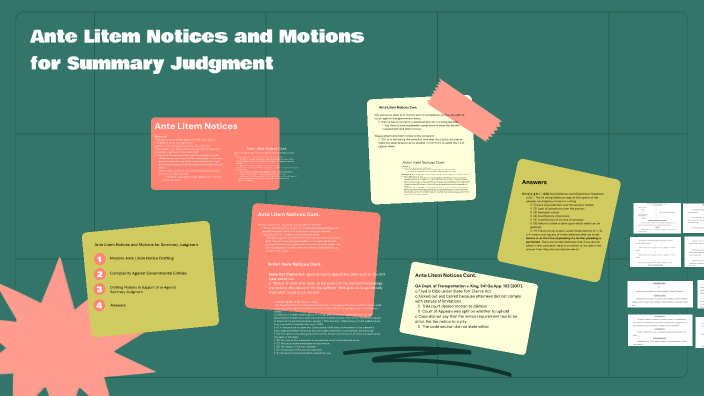 Ante Litem Notices and Motions for Summary Judgment by Sarah Lary on Prezi
