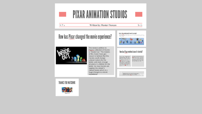 PIXAR ANIMATION STUDIOS by Hunter Duncan on Prezi