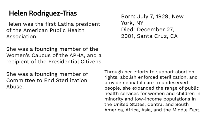 Helen Rodríguez-Trías presentation by Morgan Bond on Prezi