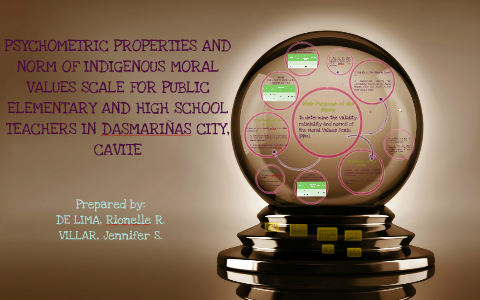 PSYCHOMETRIC PROPERTIES AND NORM OF INDIGENOUS MORAL VALUES by Nelle de ...