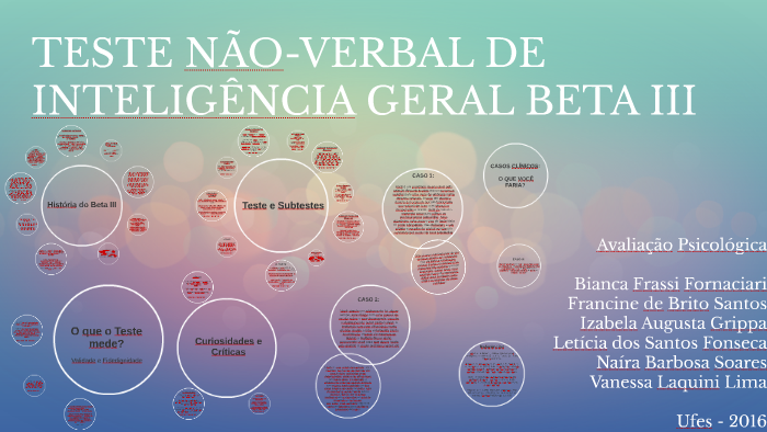 TESTE NÃO-VERBAL DE INTELIGÊNCIA GERAL BETA III by bianca frassi on Prezi