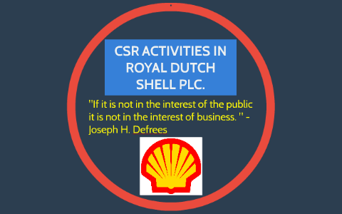 CSR ACTIVITIES IN ROYAL DUTCH SHELL PLC. by Pramod Philip John on Prezi