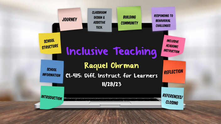 Inclusive Teaching Raquel Ohrman CI-415: Diff. Instruct. for Learners 11/28/23 by Kelly Ohrman ...