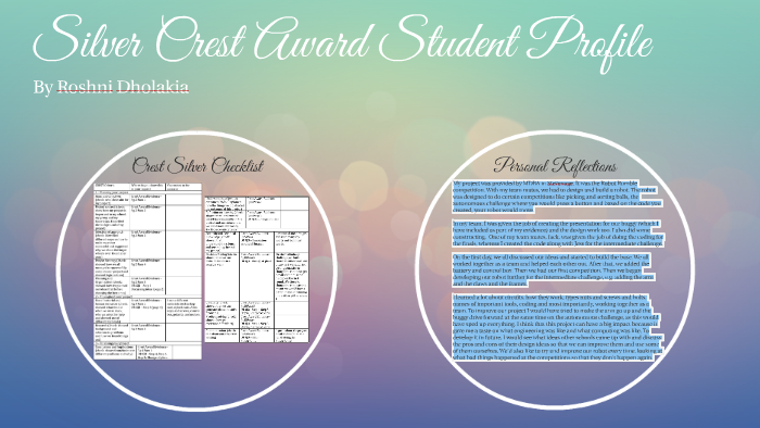 Silver Crest Award Student Profile by Roshni Dholakia on Prezi