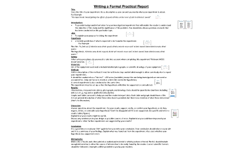 How to write a Formal Practical Report by Scott Mac on Prezi