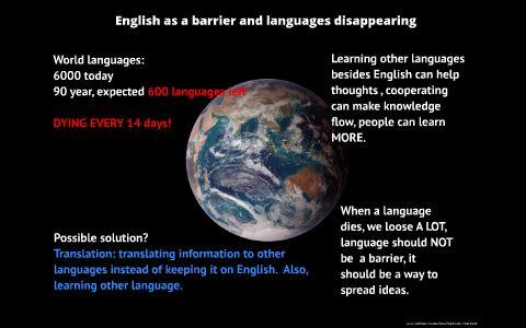 Problem: English as a barrier and languages disappearing by Juan Torres ...