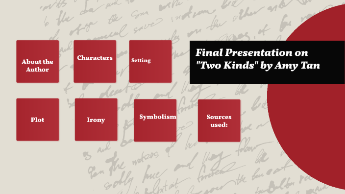 Presentation "Two Kinds" by Amy Tan by Aubrey Adams on Prezi