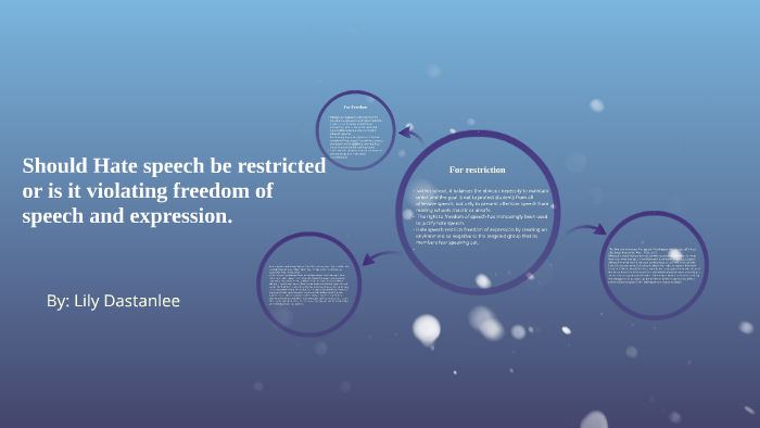 Should Hate speech be restricted or is it violating freedom by Lily ...